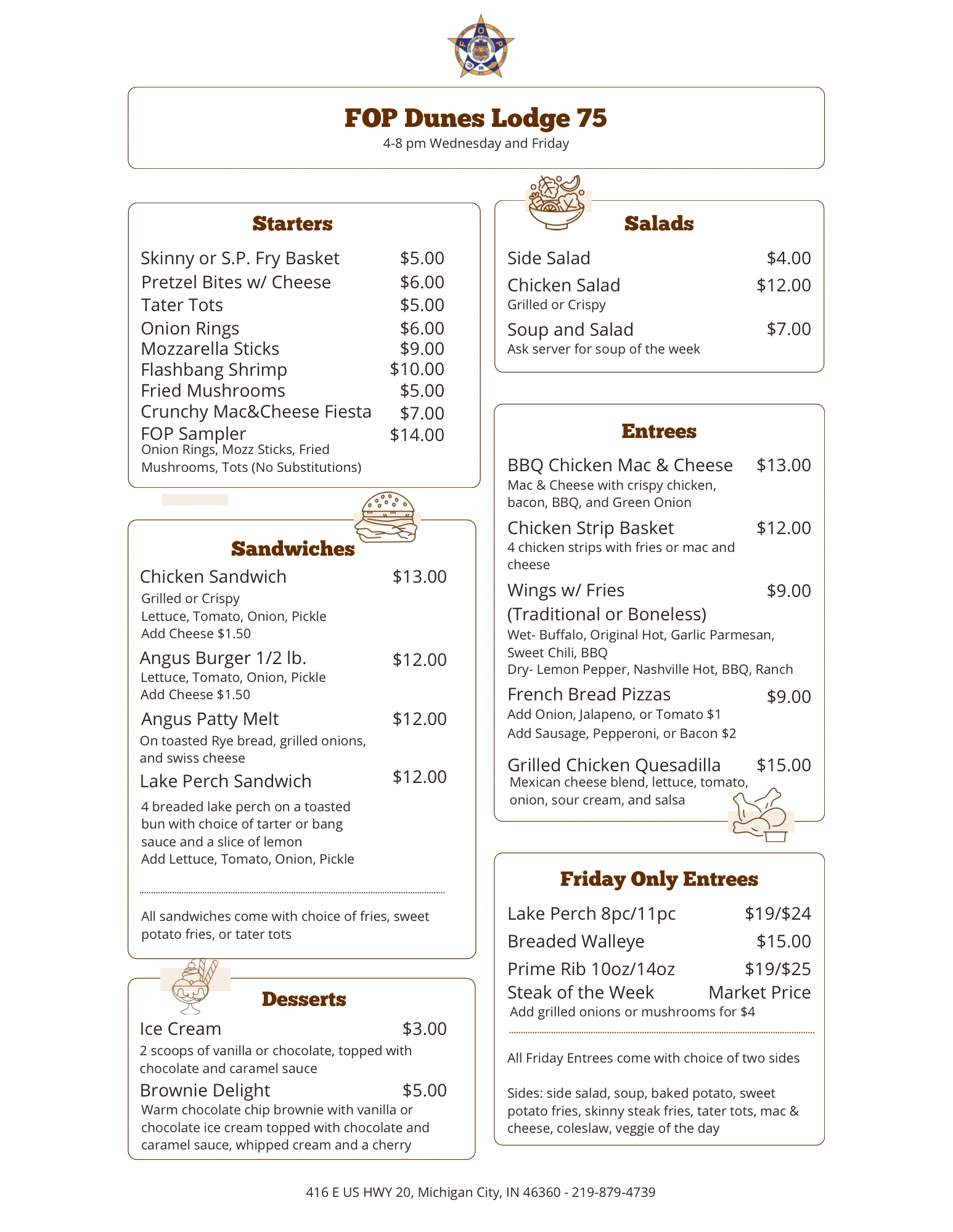 Menu – FOP Dunes Lodge 75